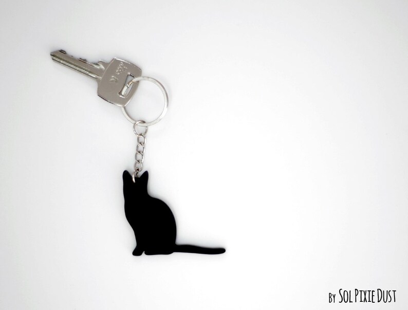 Cat Sitting Keychain Silhouette - Etsy