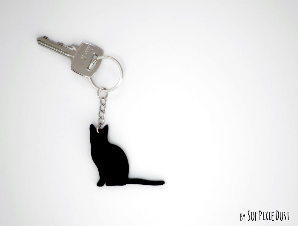 Cat Sitting - Keychain Silhouette - Etsy