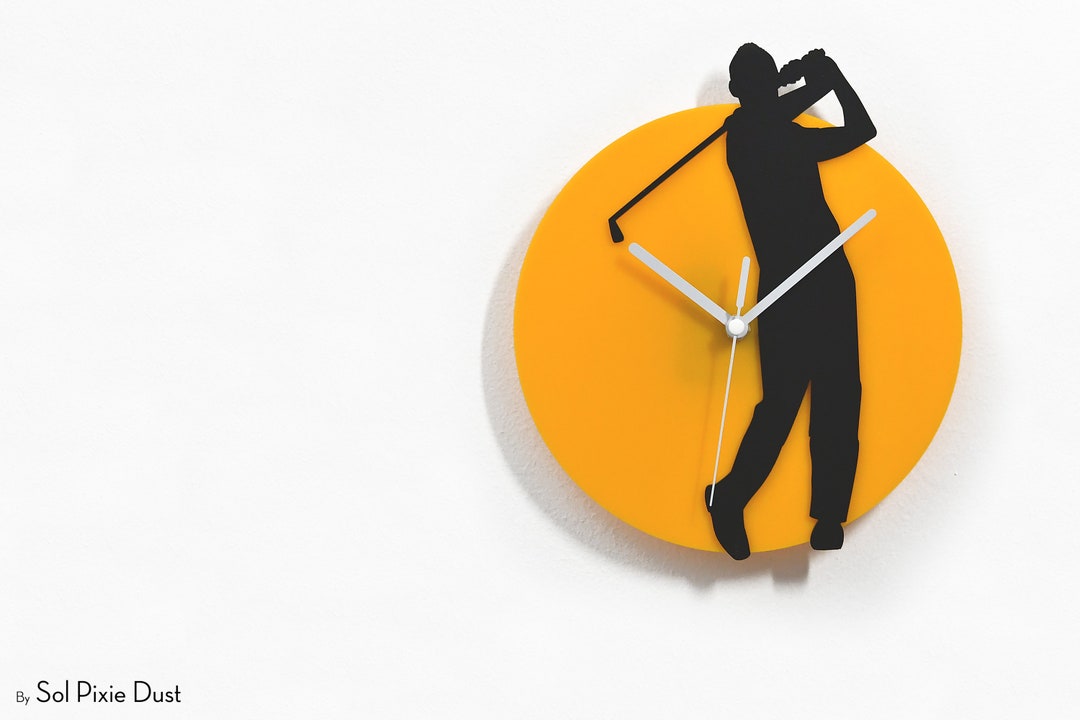 Golfer Silhouette Wall Clock Yellow & Black Silhouette - Etsy
