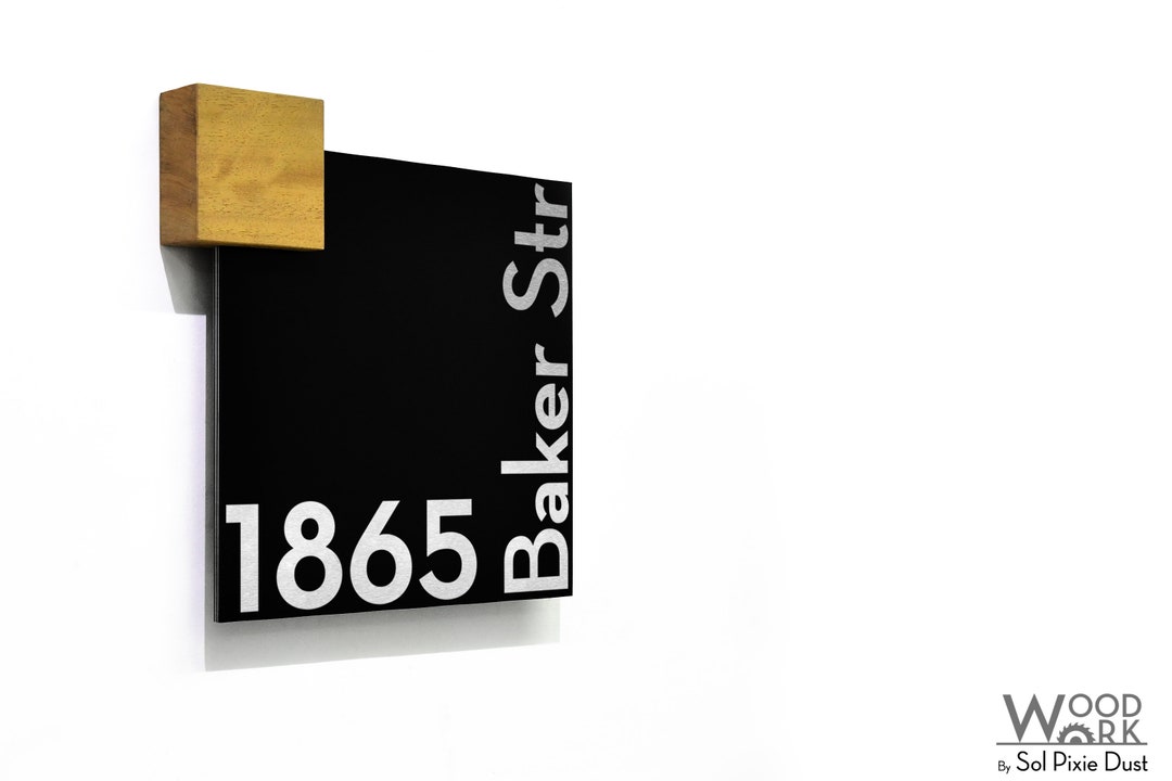 Modern Wall Address Sign Hanging - Black Aluminum (ACP), Fiber Laser ...