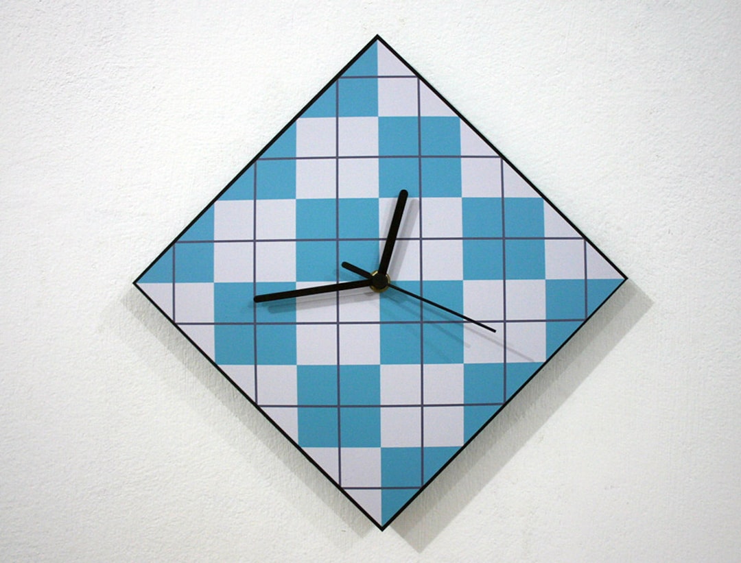 Hipster Triangle Pattern Blue - Wall Clock - Etsy