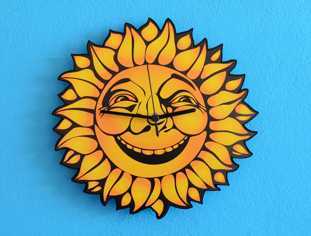 Sun Face Smile - Wall Clock - Etsy