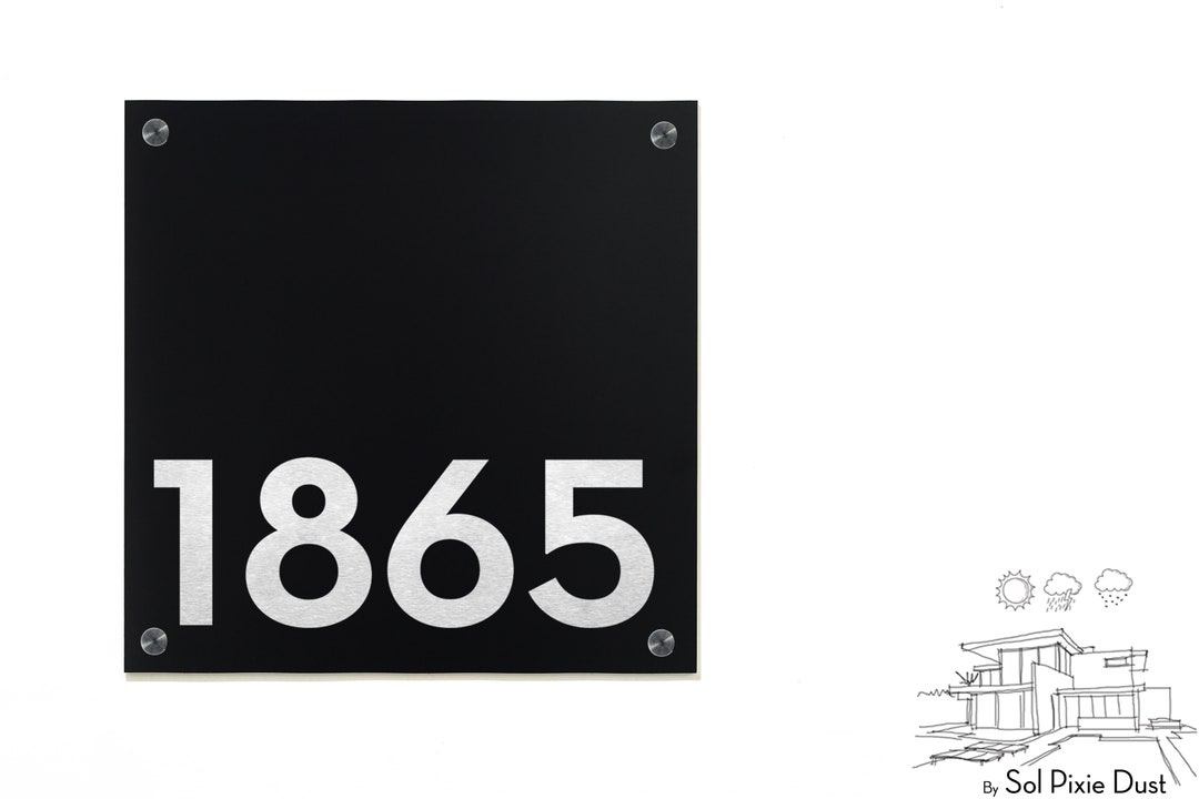 Modern House Sign Square With Black Aluminum ACP and Silver - Etsy