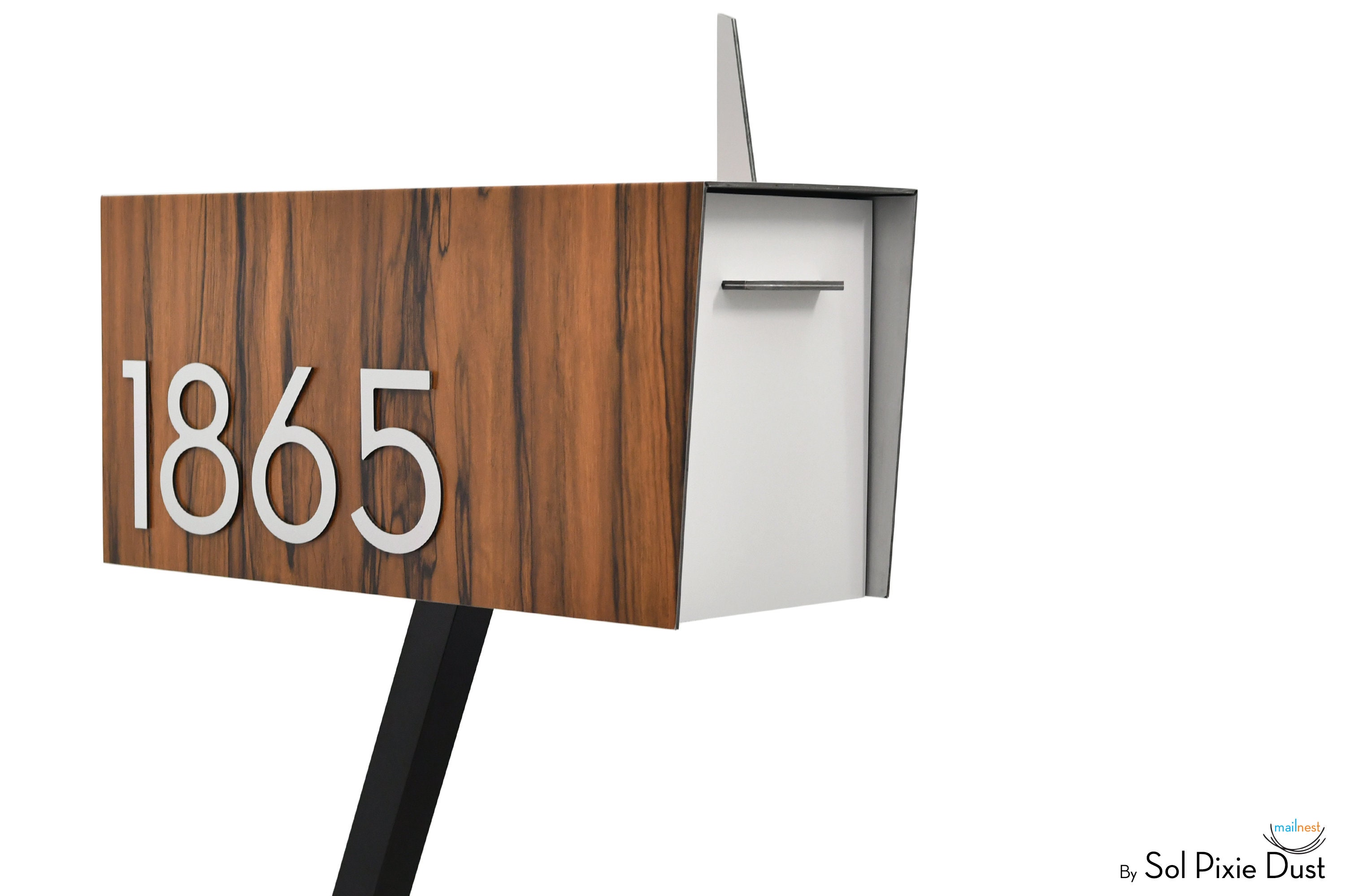 Contemporary Post Mounted Mailbox - Aluminum Acacia Body and Aluminum ...