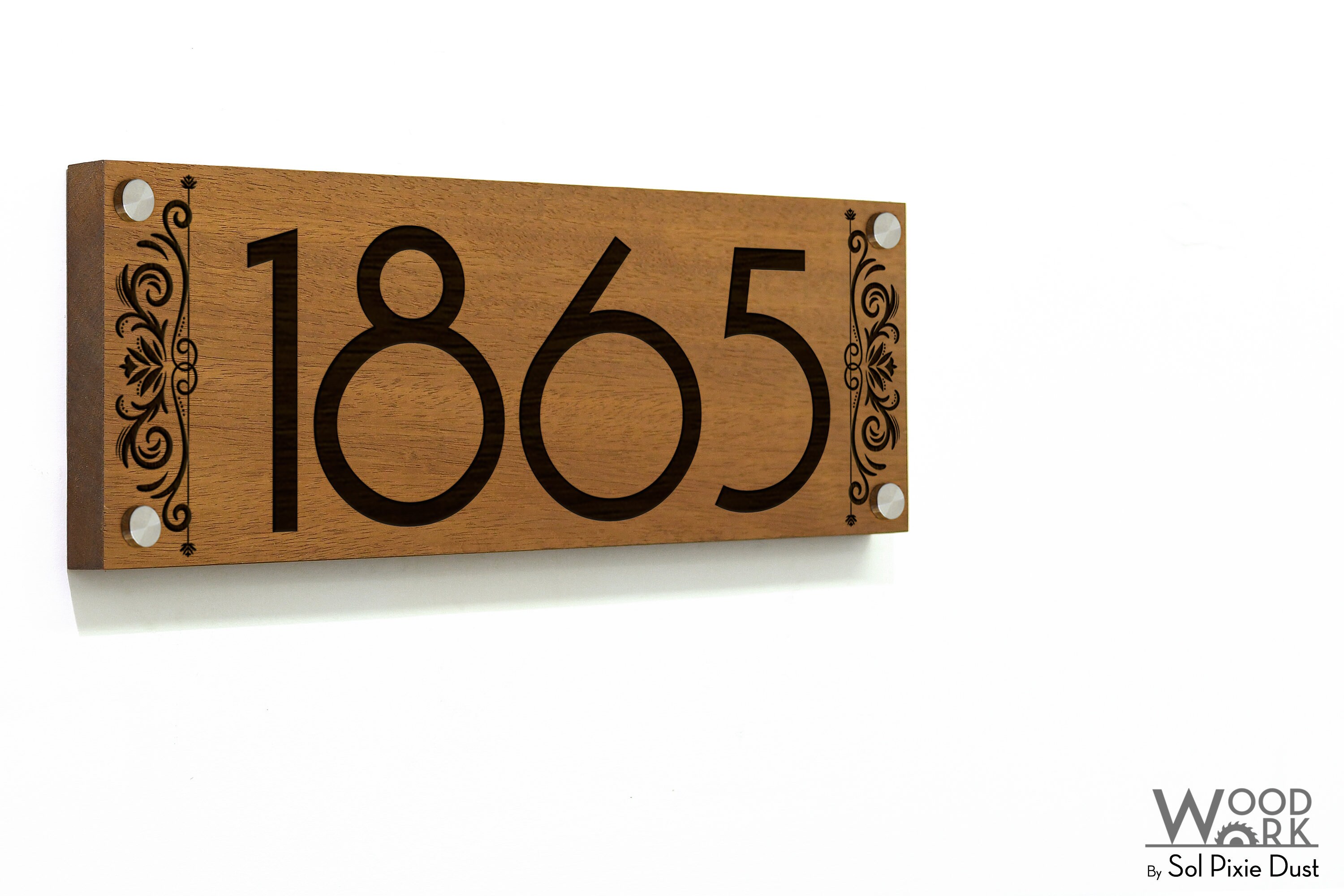 Modern House Numbers Solid Wood African Teak Iroko with | Etsy