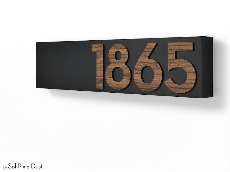 Modern House Numbers - Aluminum Hollow Bar Rectangle - Black With ...