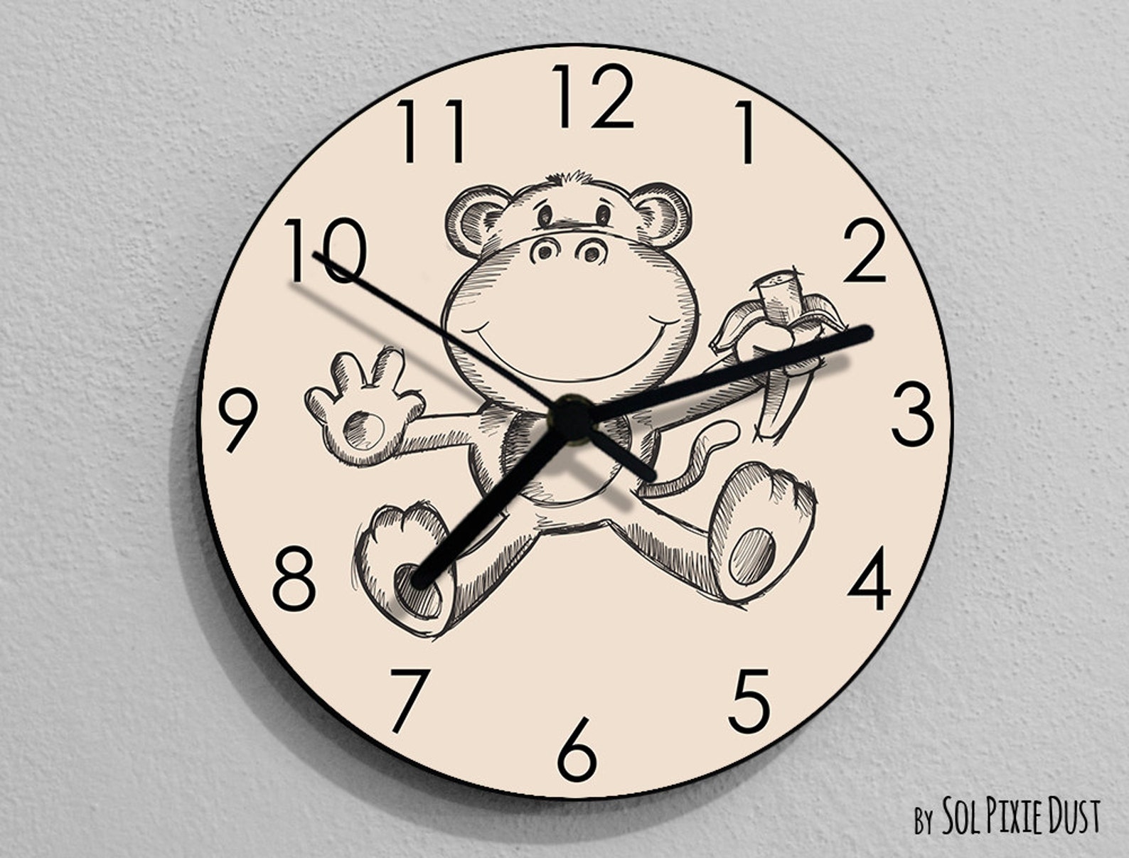 Monkey Wall Clock Kids Nursery Room Teens Room Baby Room | Etsy