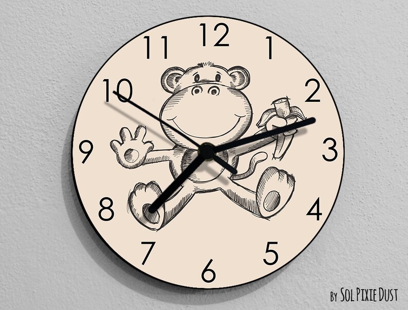 Monkey Wall Clock Kids Nursery Room Teens Room Baby Room | Etsy