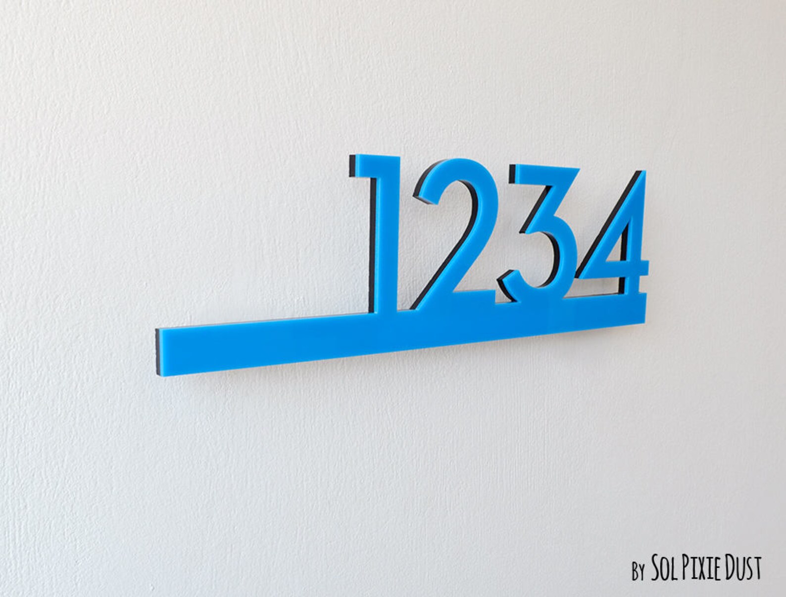 Modern House Numbers Blue With Black Acrylic Contemporary | Etsy