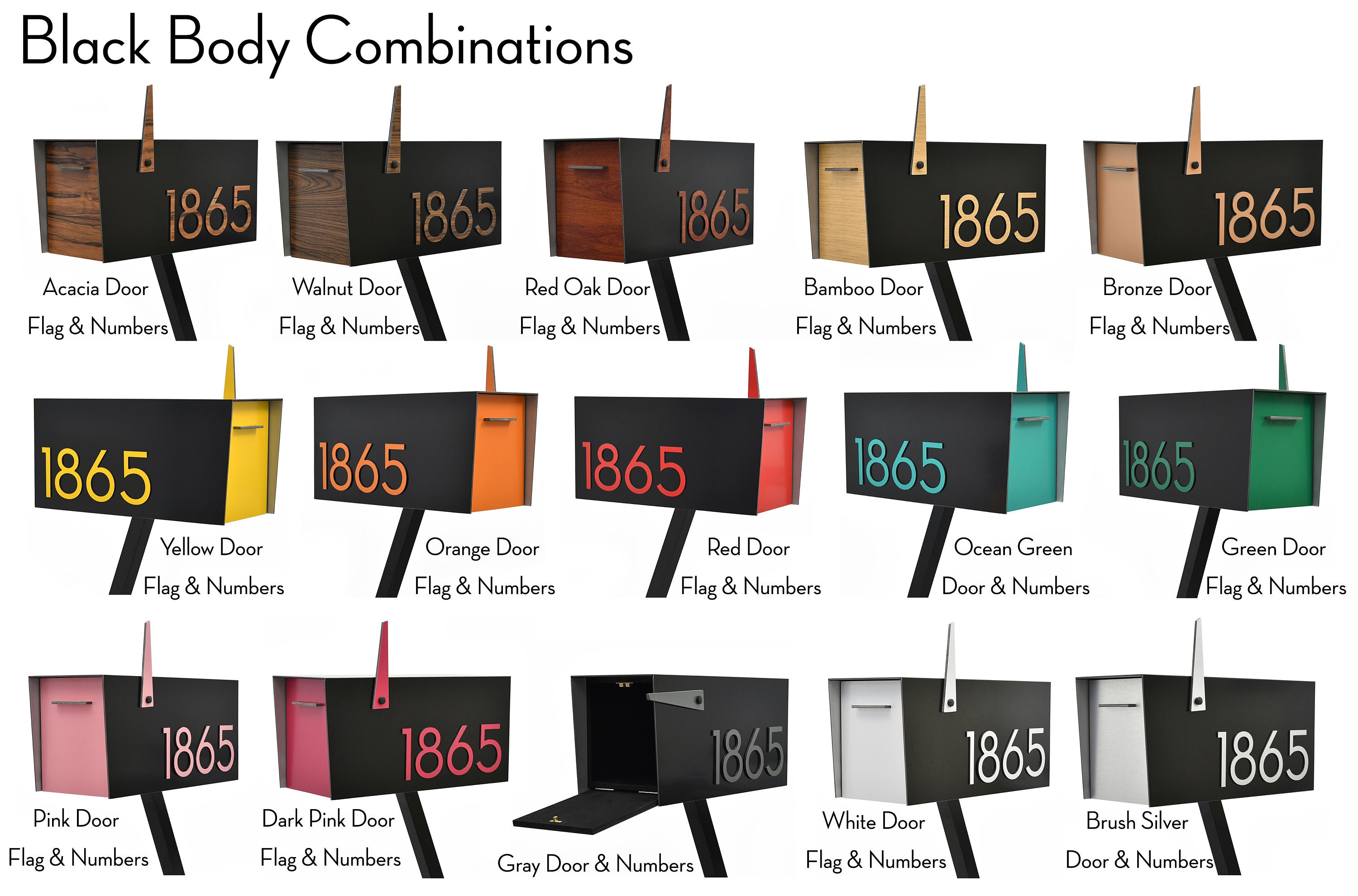Contemporary Post Mounted Mailbox - Aluminum Black Body and Aluminum ...