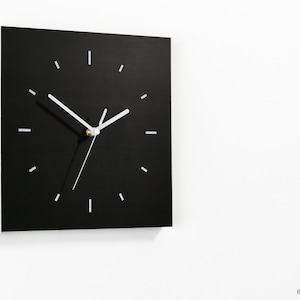 Modern Aluminum Wall Clock With Numbers - Hollow Bar Square - Black ...