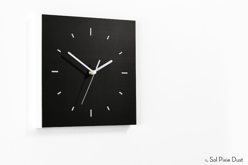Modern Aluminum Wall Clock With Numbers - Hollow Bar Square - Black ...