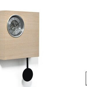 Wooden Time Box Skeleton Clock Face Wall Clock Natural Wood Pendulum ...