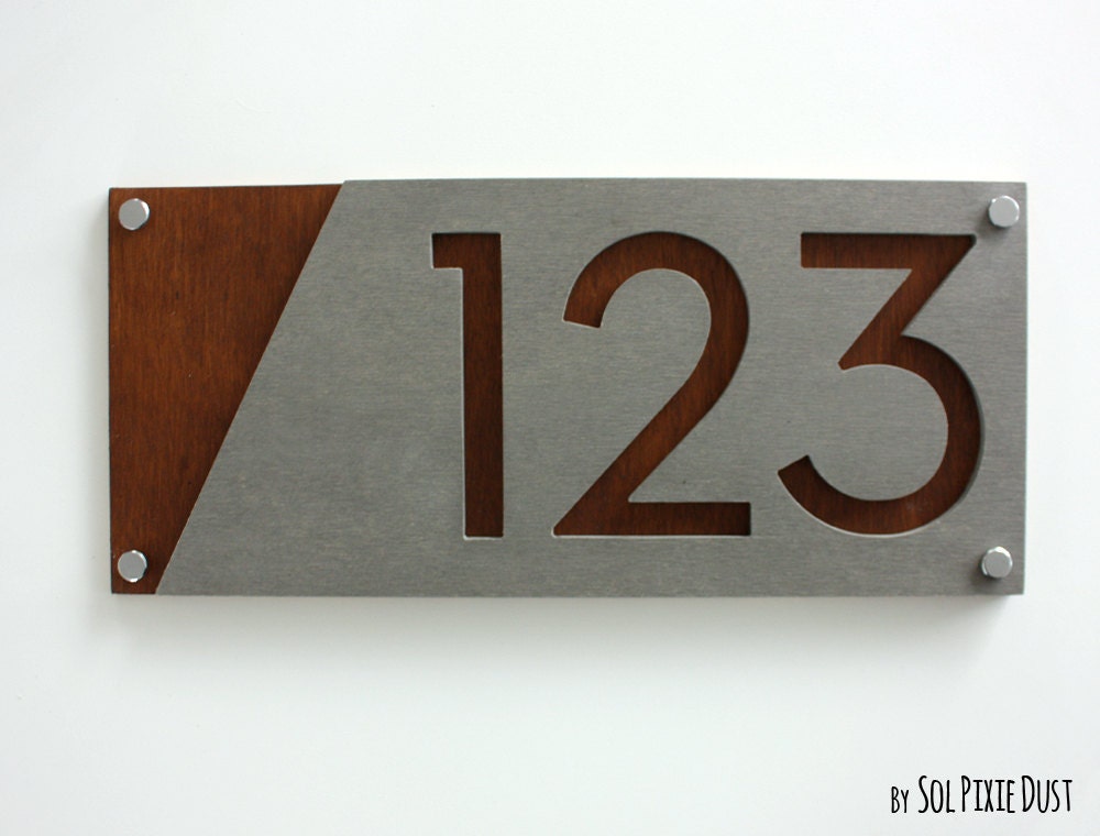 Modern House Numbers Concrete with Marine Plywood | Etsy
