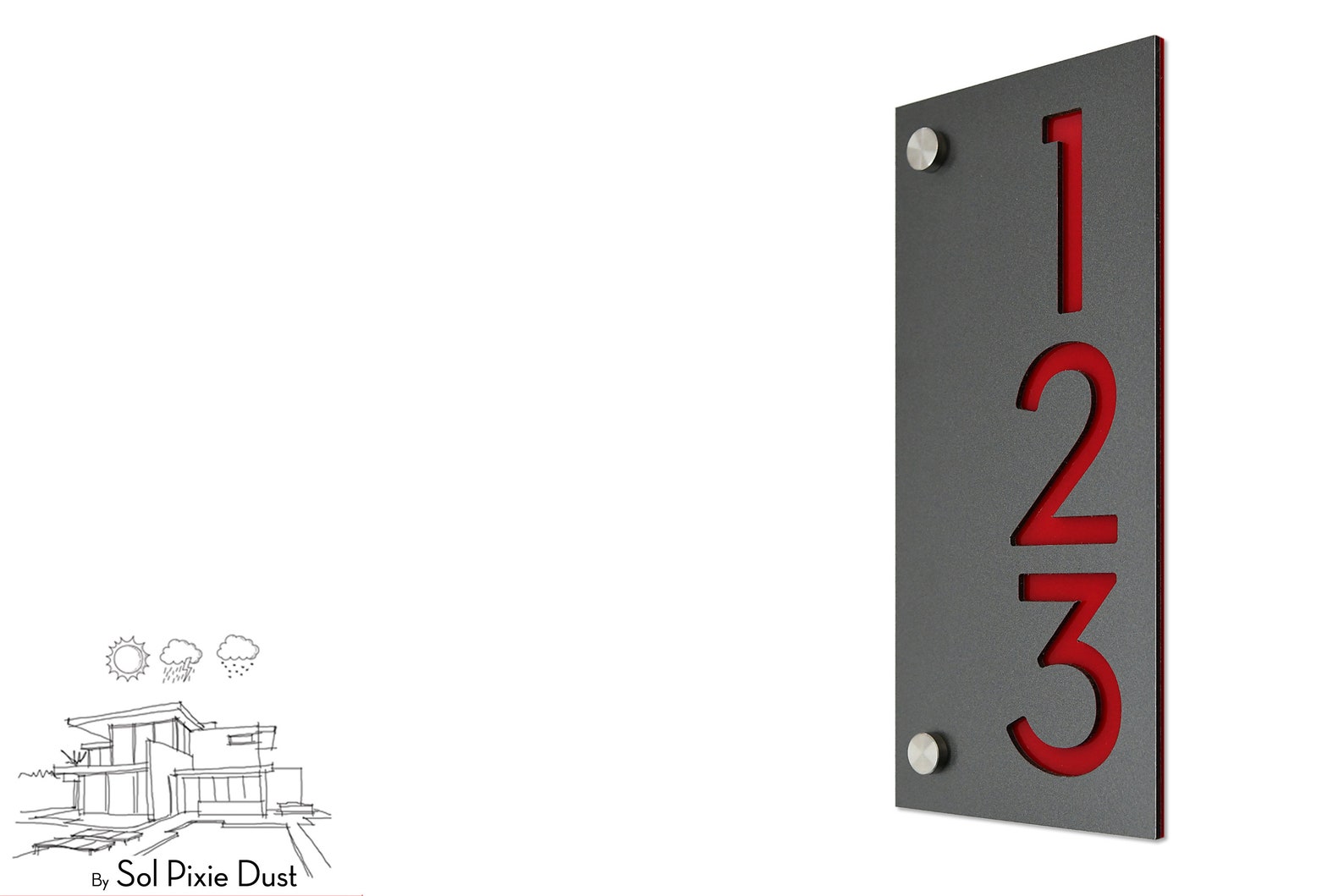 Modern House Numbers Small Vertical Metallic Gray Aluminum - Etsy