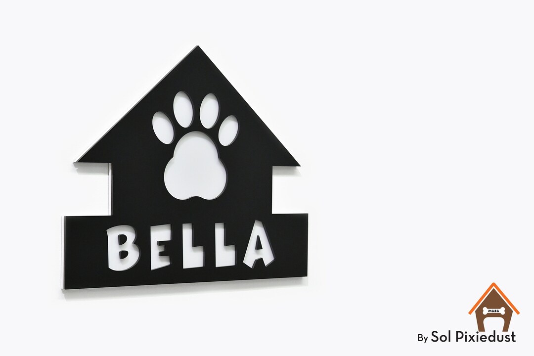 Dog House Name Sign, Black and White Acrylic Sign, Personalized Dog ...