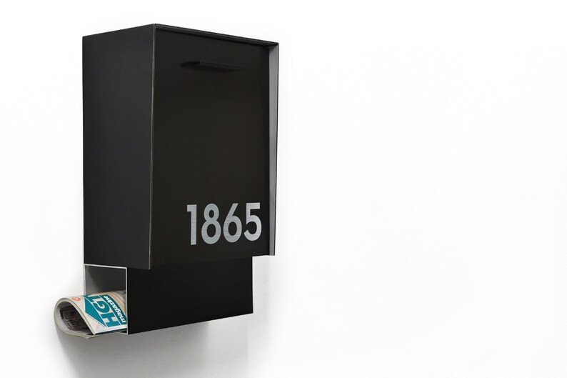 Mailbox With 3d Black Acrylic Face, Aluminum Metallic Gray Body and ...