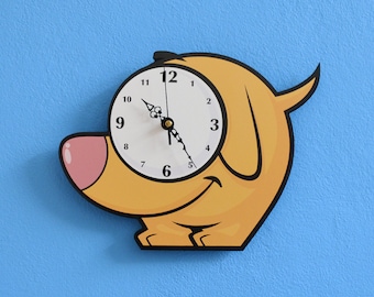 Cartoon Corgi Wall Clock, Wall Decor, Cute Clock, Animal Clock, Gift ...