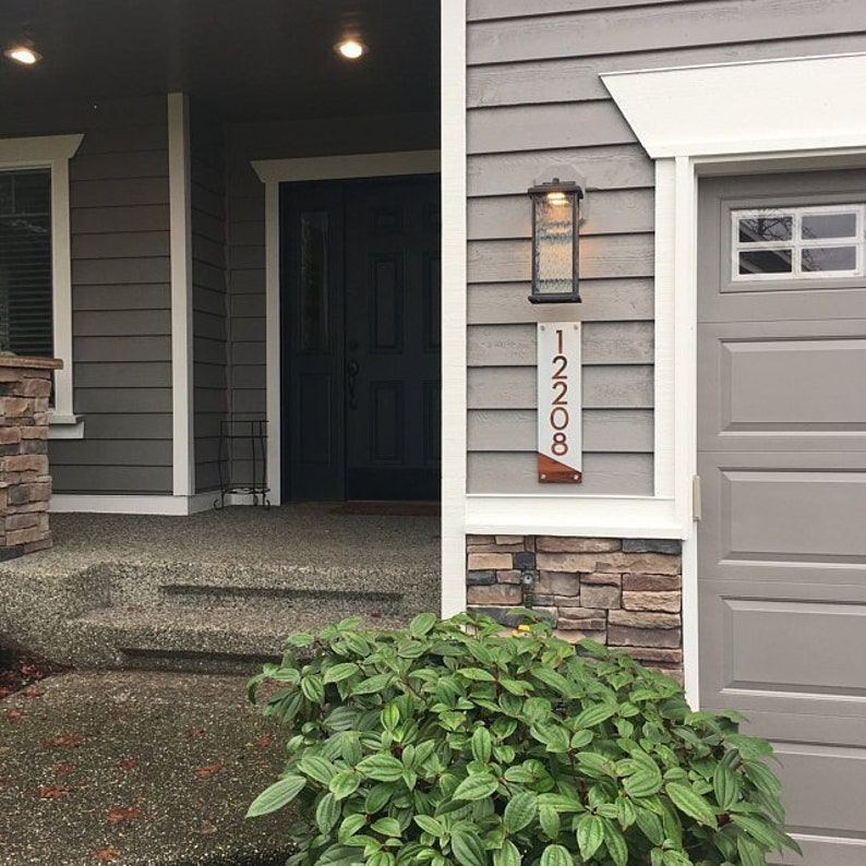 Modern House Numbers, Alucobond With Wood Red Oak Alucobond - Vertical ...