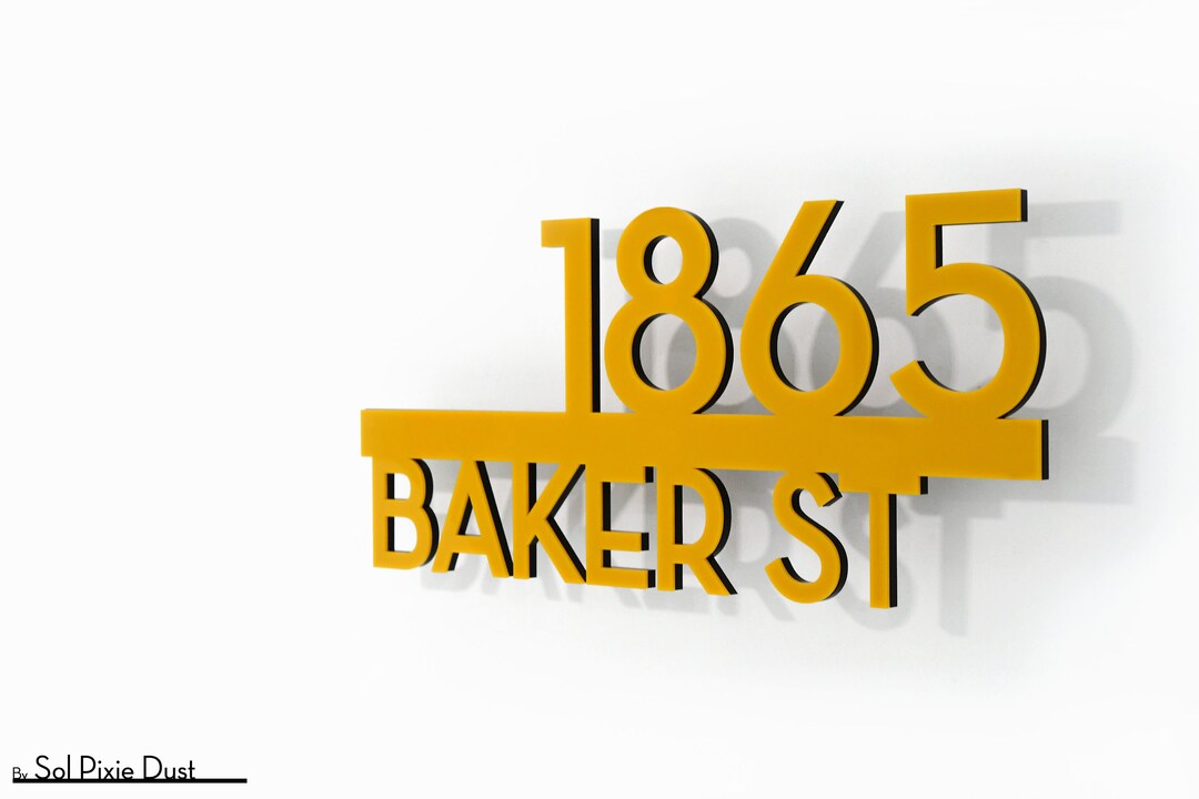 Modern House Numbers - Orange Yellow With Black Acrylic - Contemporary ...