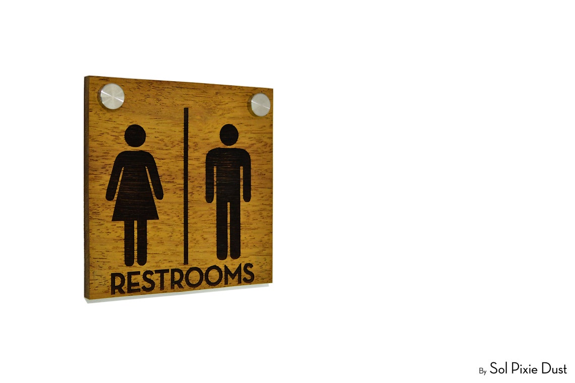 Hotel Restroom Door Sign Engraved Solid Wood Iroko africa - Etsy