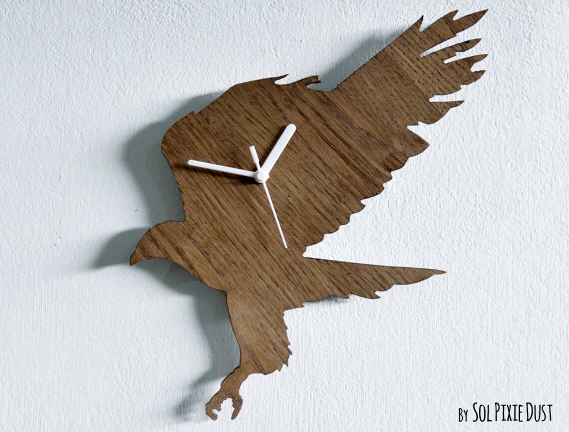 Flying Hawk Silhouette - Wooden Wall Clock - Etsy