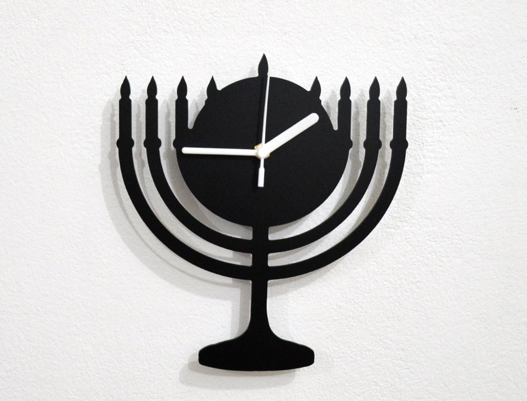 Hanukkah Menorah Judaism Silhouette - Wall Clock - Etsy