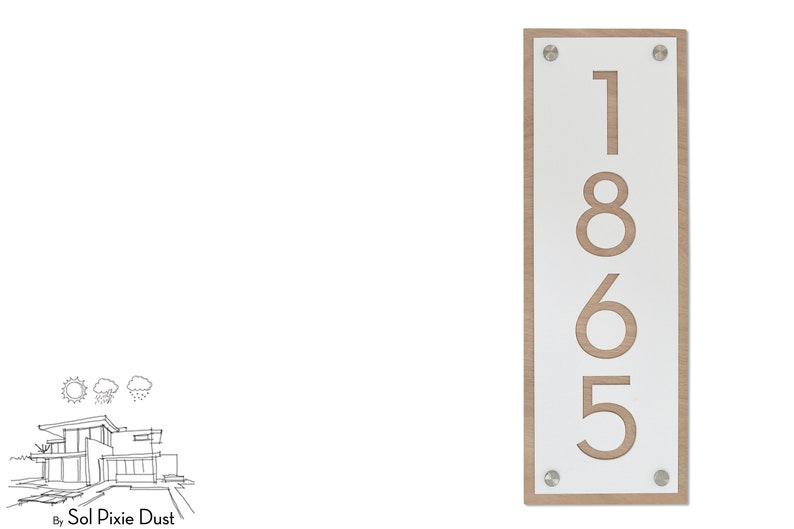 Modern House Numbers Framed Matte White Acrylic With Natural - Etsy