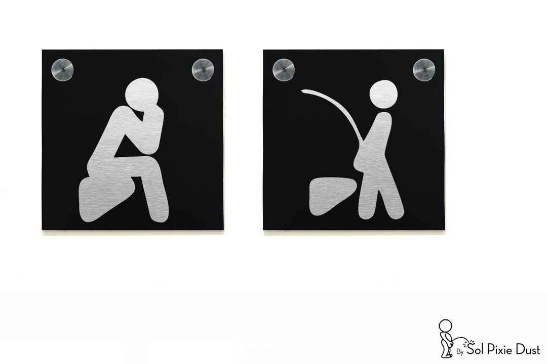 Hotel Restroom Door Sign - Fiber Laser Engraved Black Aluminum - Modern ...