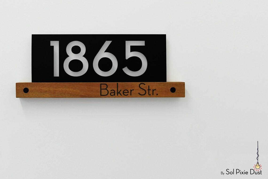 Modern House Numbers LED Light 5V or 12V Iroko Wood & - Etsy