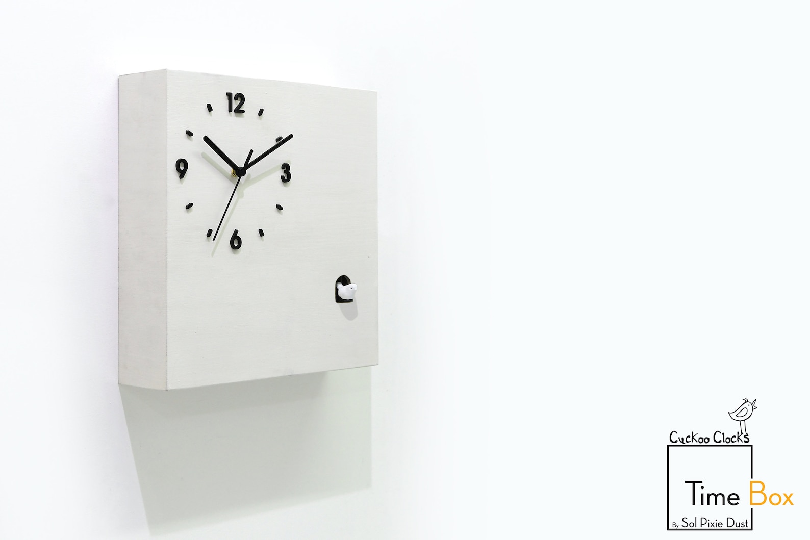Modern Cuckoo Bird Time Box Clock White Chalk Secret - Etsy