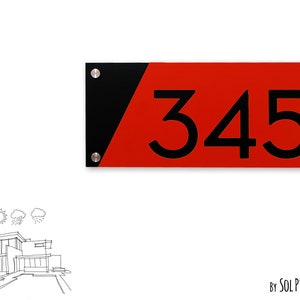 Modern House Numbers Red Alucobond With Black Acrylic | Etsy