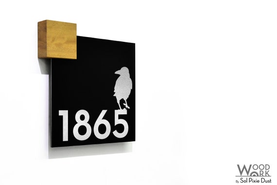 Modern Wall Hanging Sign Black Aluminum ACP Silver Fiber | Etsy