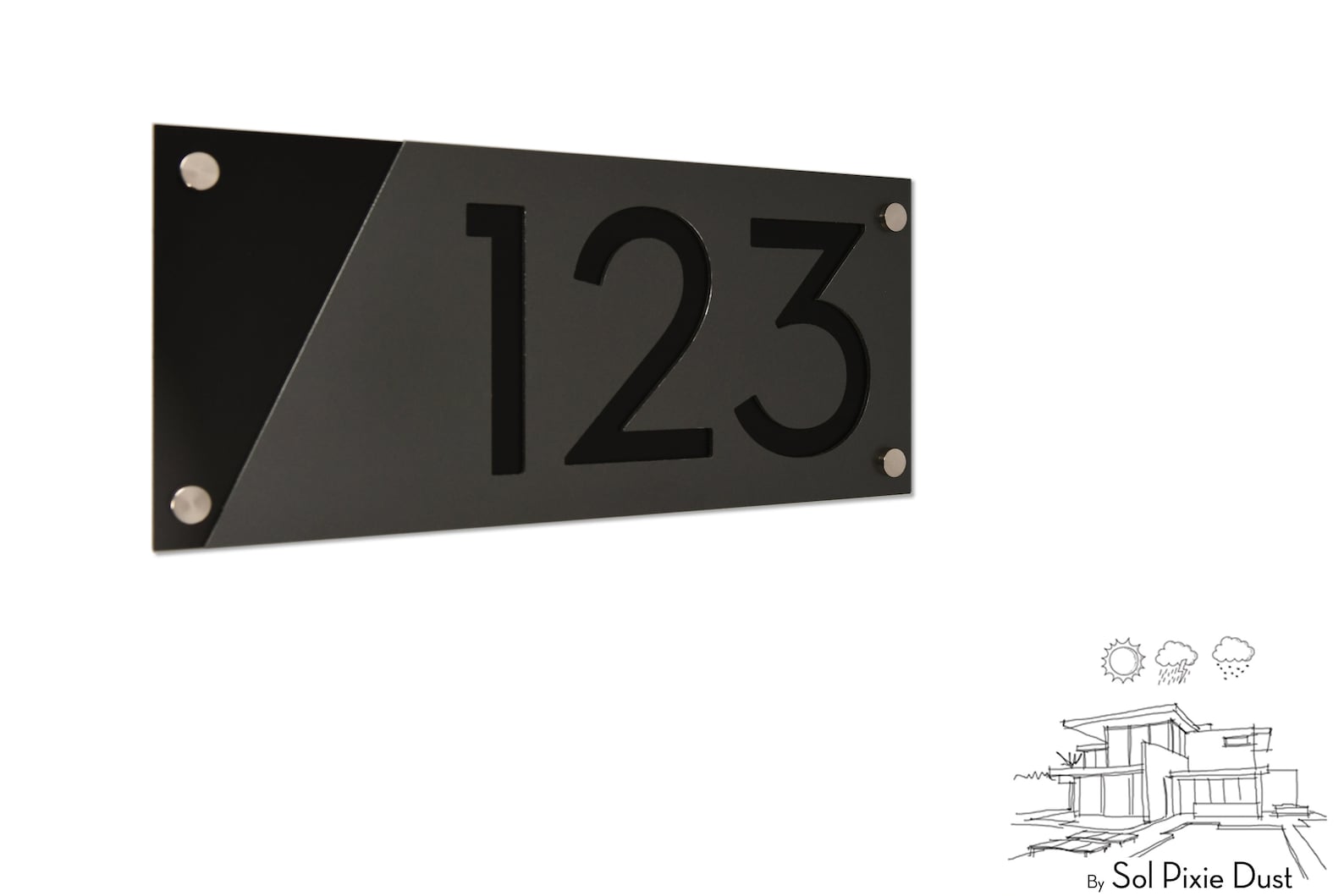 Modern House Numbers Rectangle Metallic Gray Aluminum with | Etsy