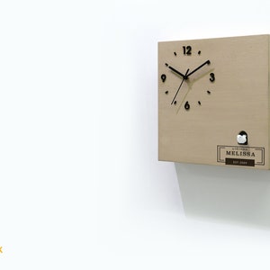 Modern Cuckoo Bird Time Box Clock - Cappuccino Chalk Laser Engrave ...
