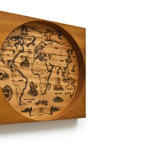 World Map in Wooden Frame Modern Wooden Frame Made With African Teak ...