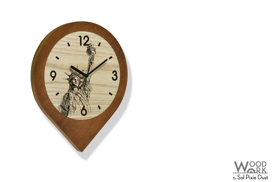 Pin Clock Laser Engraved Simple & Trendy Decor Solid Wood - Etsy