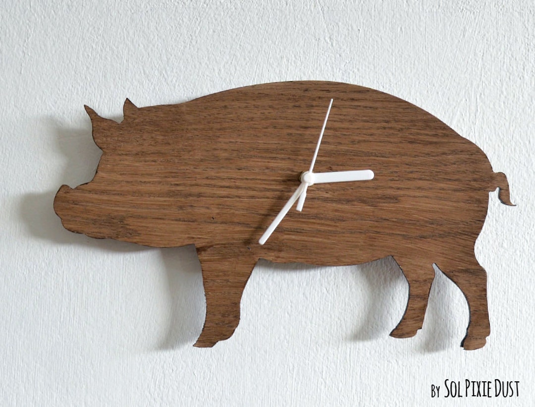 Pig - Wooden Wall Clock - Etsy