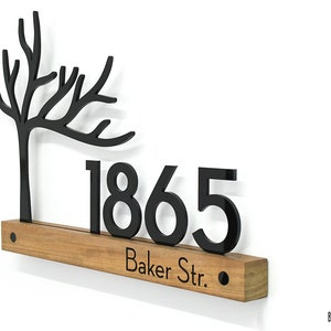 Modern House Numbers - Tree 02 Wooden & Acrylic Signs - African Teak ...