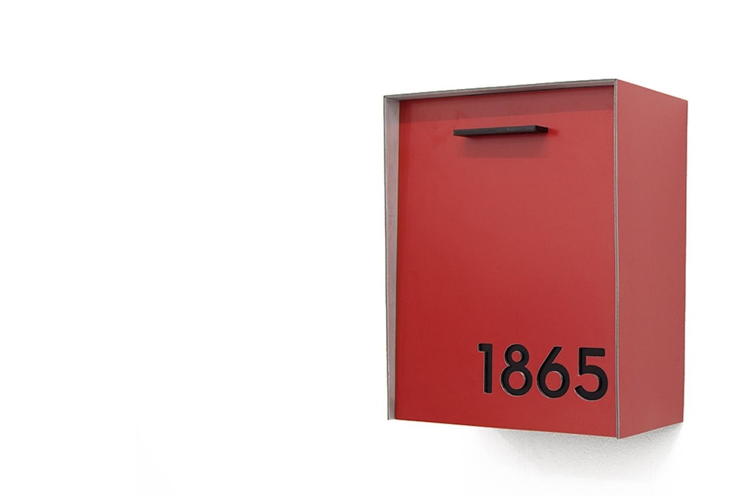 Mailbox With Red Aluminum Face and Body and Black Acrylic Numbers ...