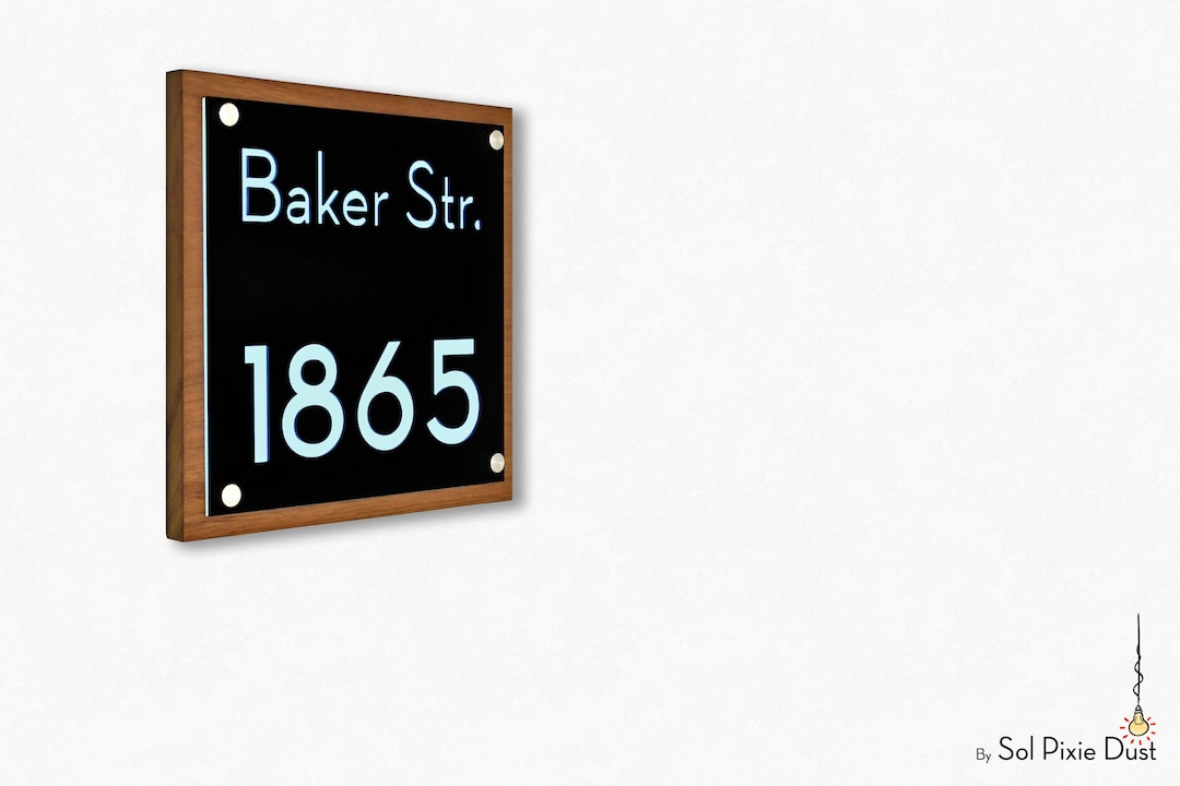 Modern House Numbers Framed - LED Light 5V or 12V - Iroko Wood & Black ...