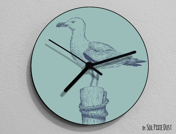 Sea Gull Wall Clock Sea Life Kids Nursery Room Teens - Etsy
