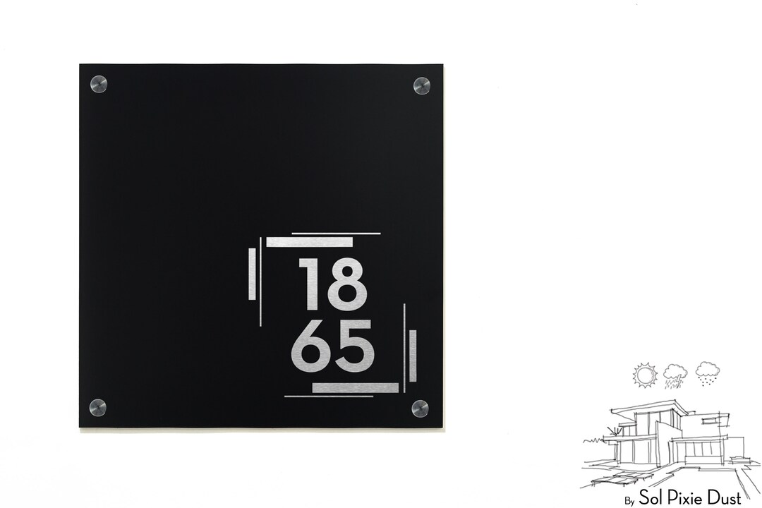Modern House Sign Square With Black Aluminum ACP and Silver - Etsy