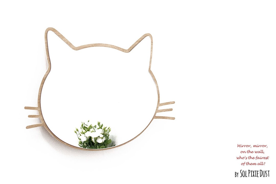 Safety Mirror Kitty With LED Light - Wall Decor Mirror - Nursery Kid ...