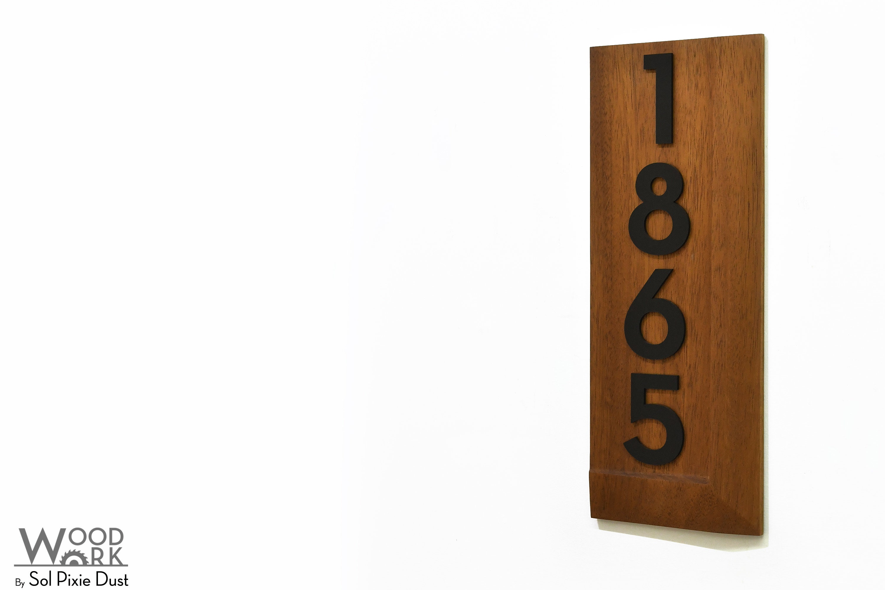 Modern 3D House Numbers Vertical Solid Wood African Teak | Etsy