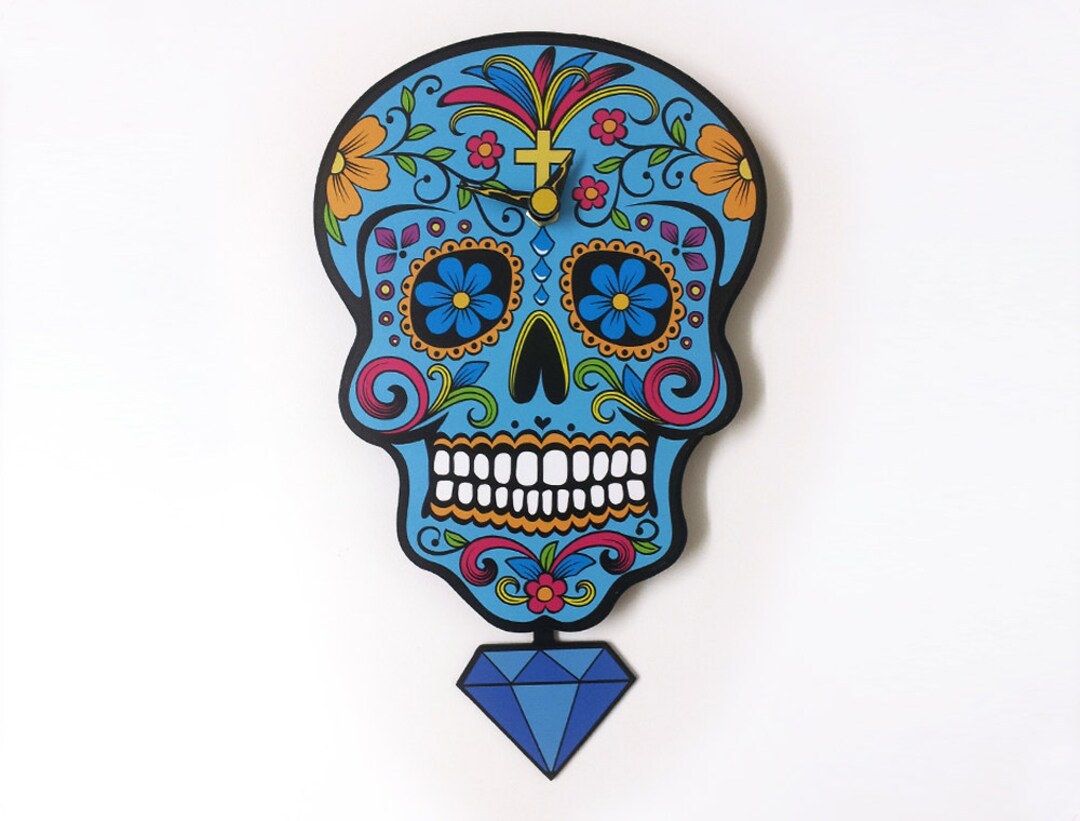 Blue Sugar Skull Day of the Dead dia De Los Muertos Calavera Pendulum ...