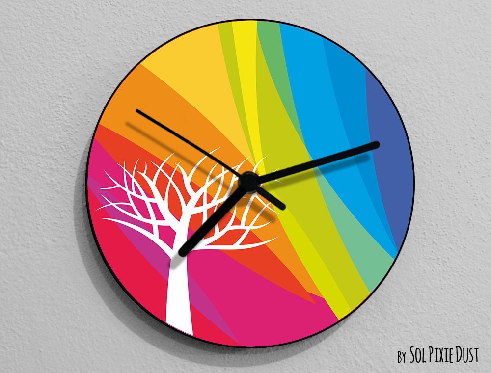 Rainbow Eucalyptus Tree Wall Clock - Etsy