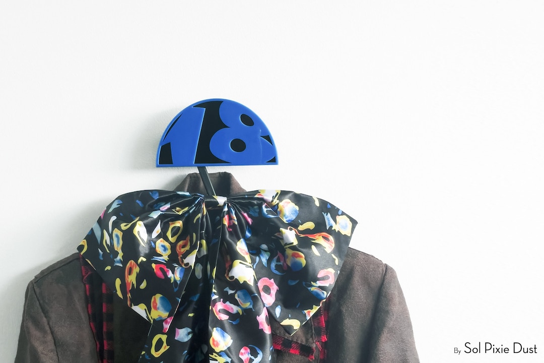 Custom Wall Hook - Blue With Black - Personalized Wall Hook - Number ...