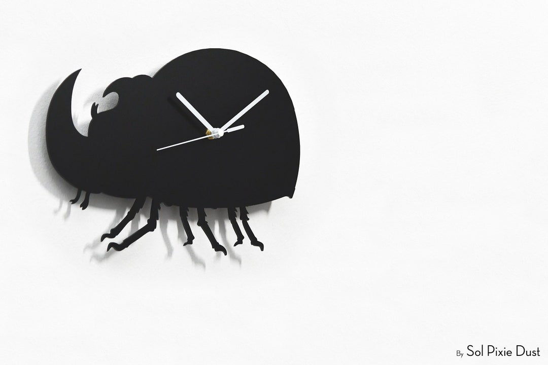 Beetle Silhouette Wall Clock - Cartoon Bug - Beetle Wall Decor - Beetle ...