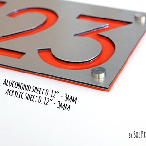 Modern House Numbers, Alucobond With Orange Acrylic - Contemporary Home ...
